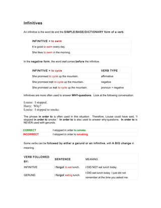 Gerunds + infinitives, theory | DOC | Soccer | Sports