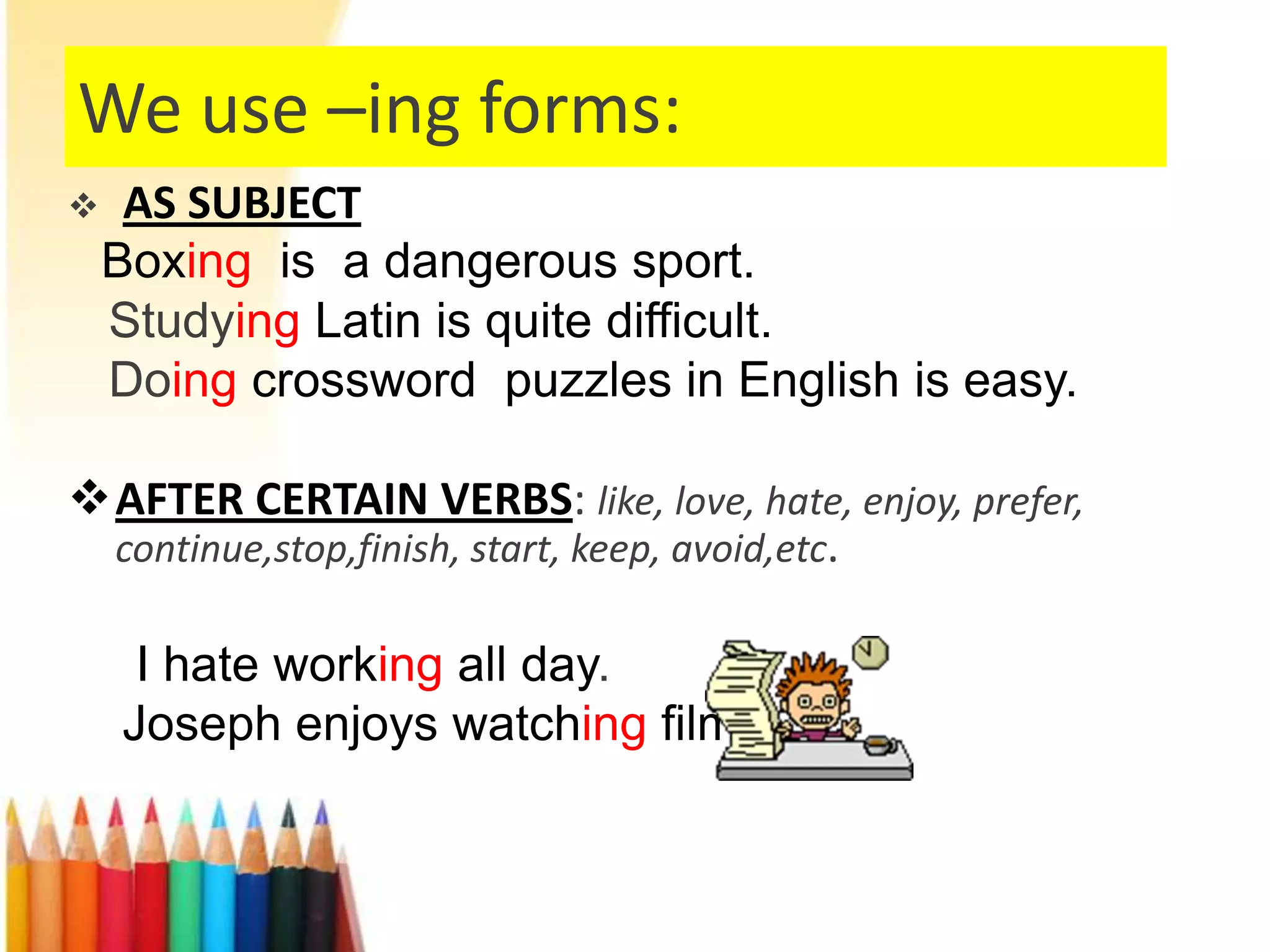 Gerunds ( ing form) | PPTX