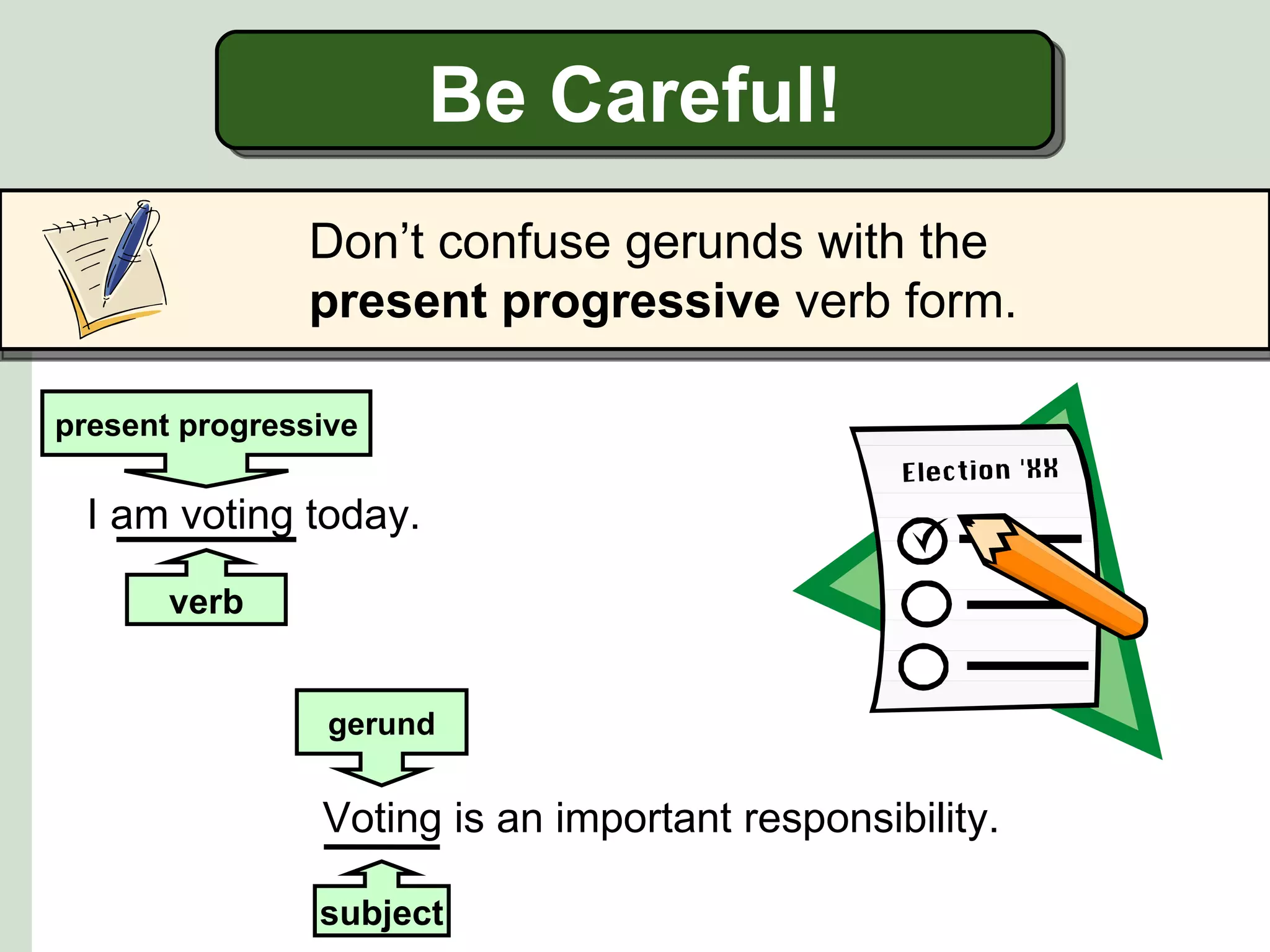 Gerunds, subject and object | PPS