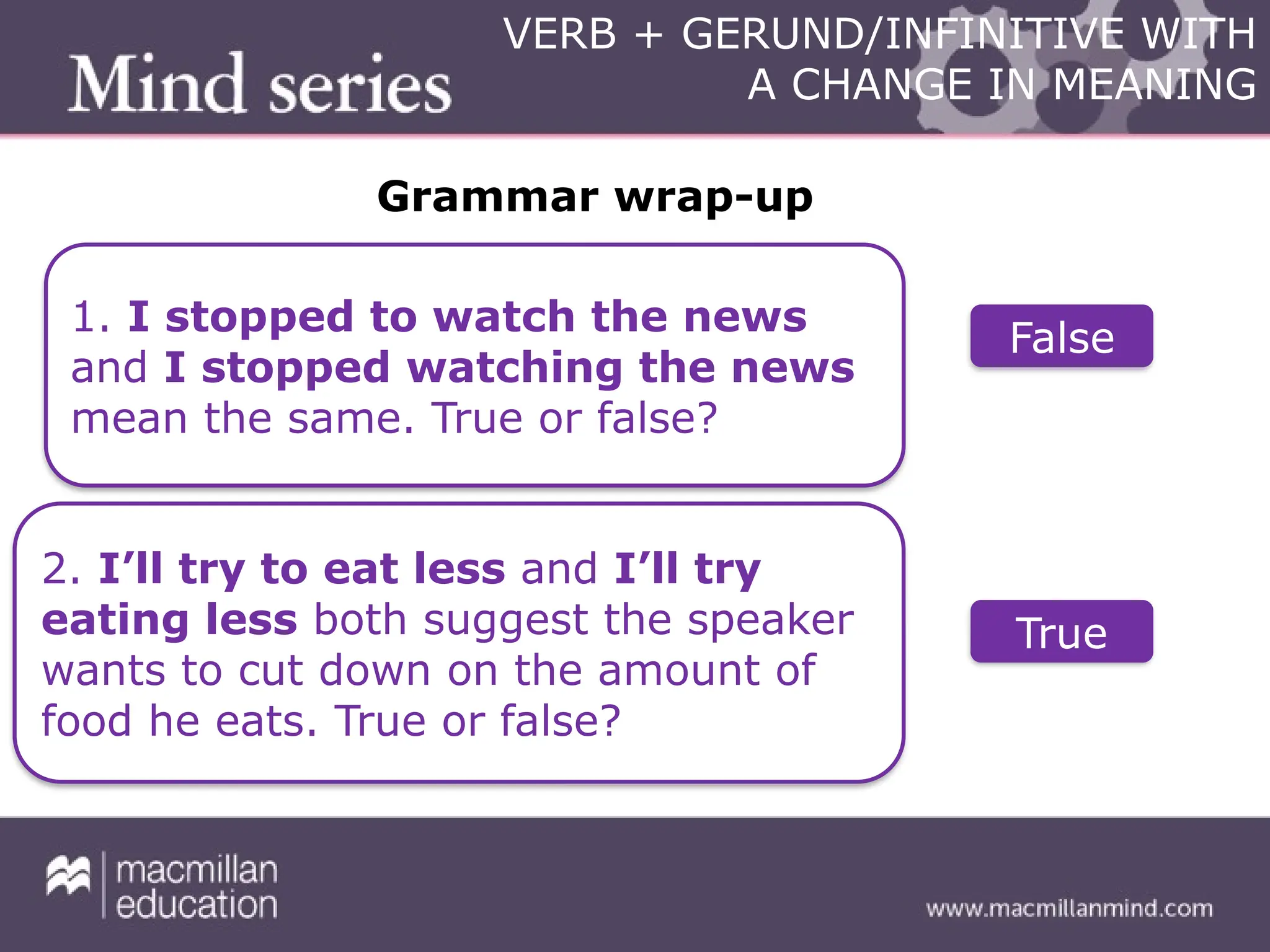 GERUNDS VS INFINITIVE English Grammar dossier | PPTX