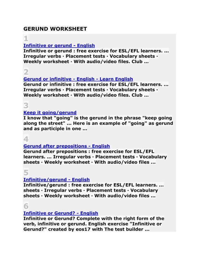 Gerund worksheet | DOCX