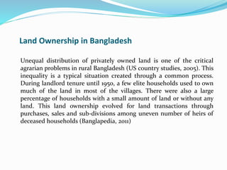 Land Ownership Pattern and Land Tenure & Nature and Determinants of ...