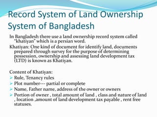 Land Ownership Pattern and Land Tenure & Nature and Determinants of ...