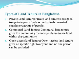 Land Ownership Pattern and Land Tenure & Nature and Determinants of ...