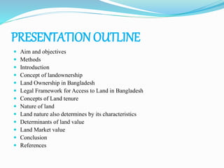 Land Ownership Pattern and Land Tenure & Nature and Determinants of ...