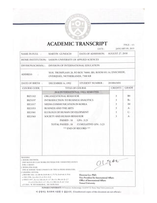 Academic Transcript | PDF