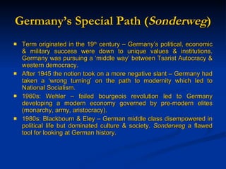 Geschiedenis the debate on german peculiarities | PPT