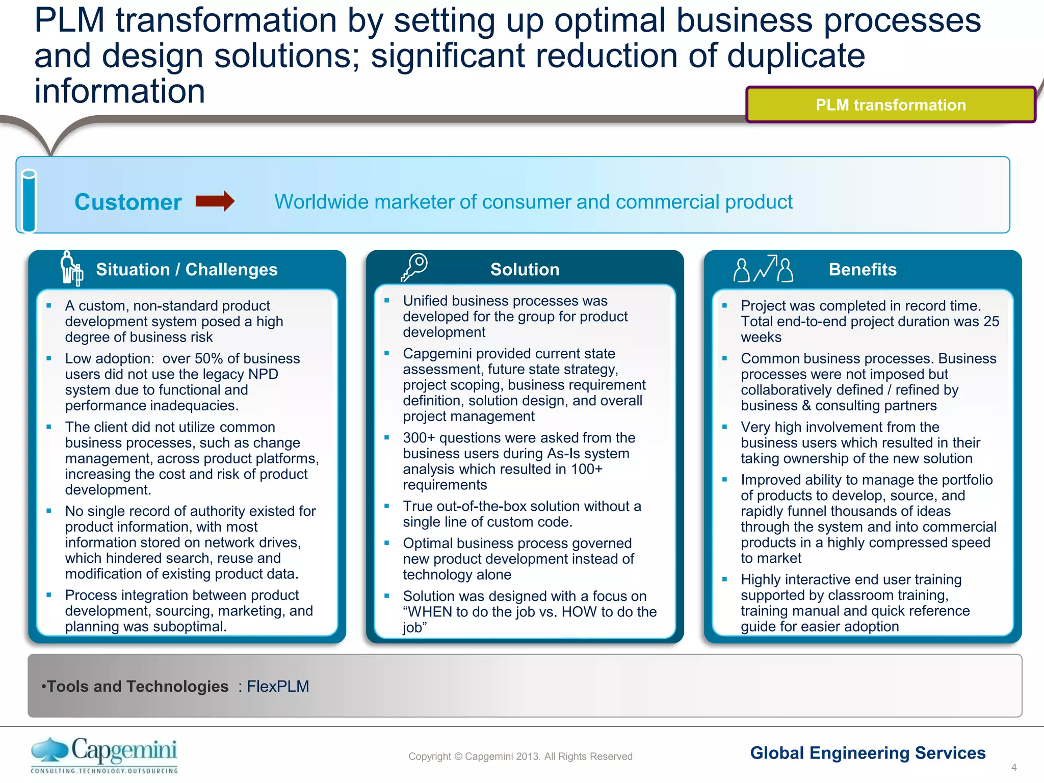 Capgemini Flexplm Case Studies | PPT