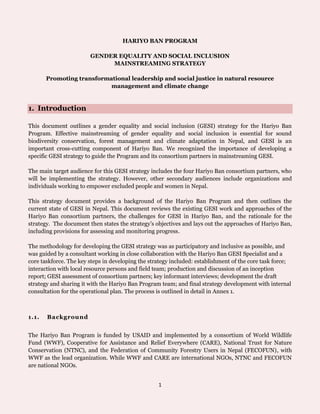Gesi mainstreaming strategy_of_hariyo_ban_program_1 | PDF