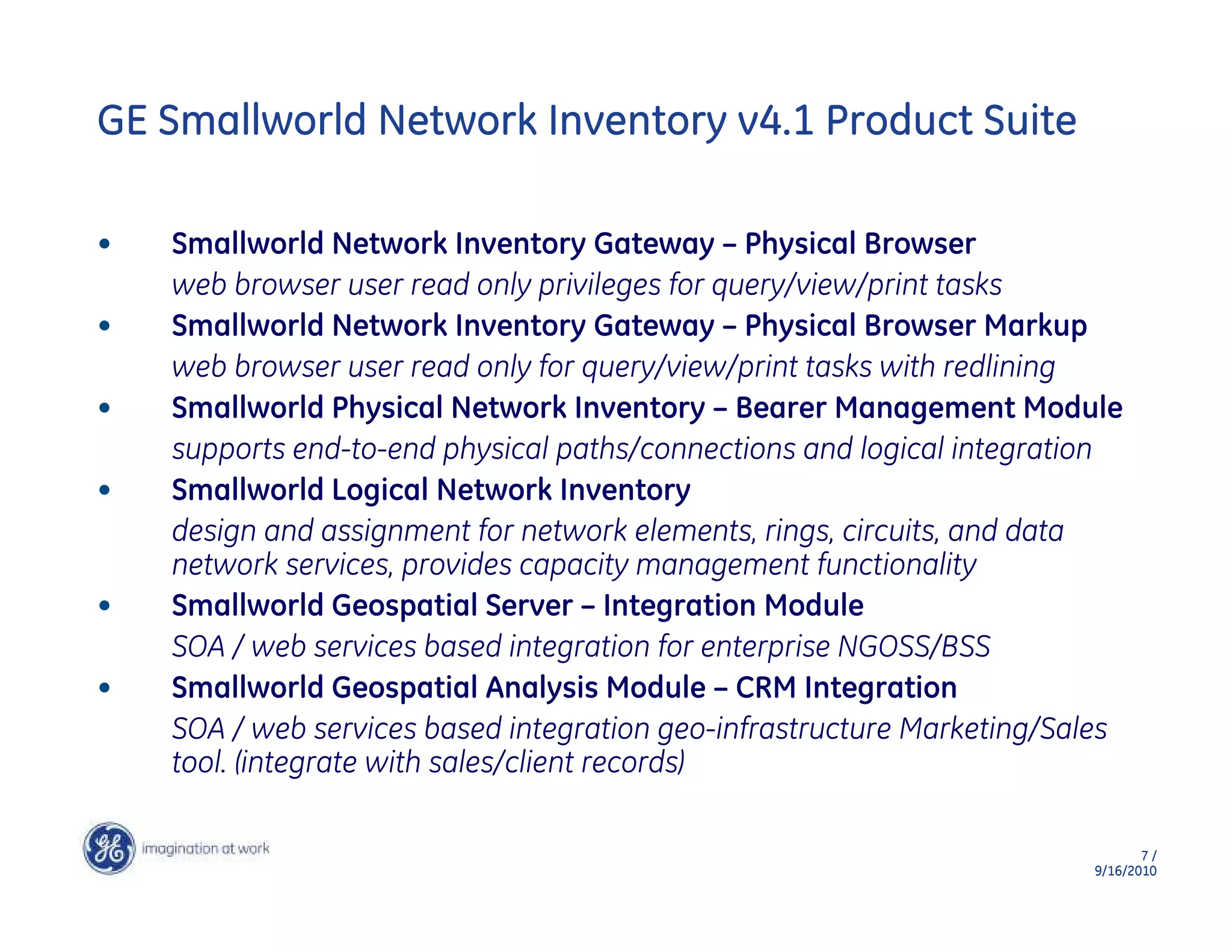 GE Smallworld Network Inventory Overview | PDF