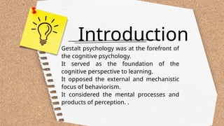 GESTALT-PSYCHOLOGY-INSIGHT LEARNING- LIFESPAN | PPT
