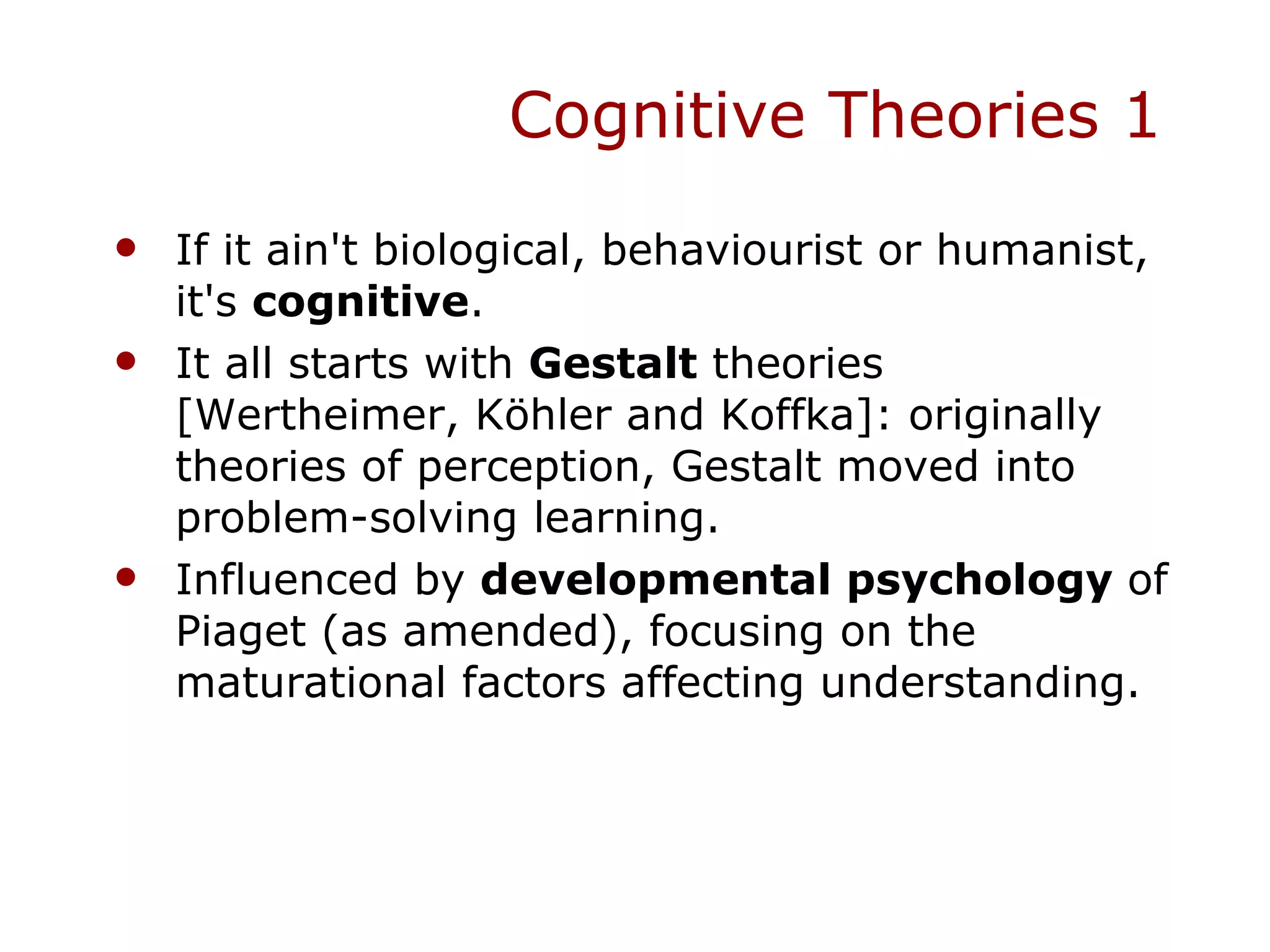 Some notes on Gestalt learning theory | PPT