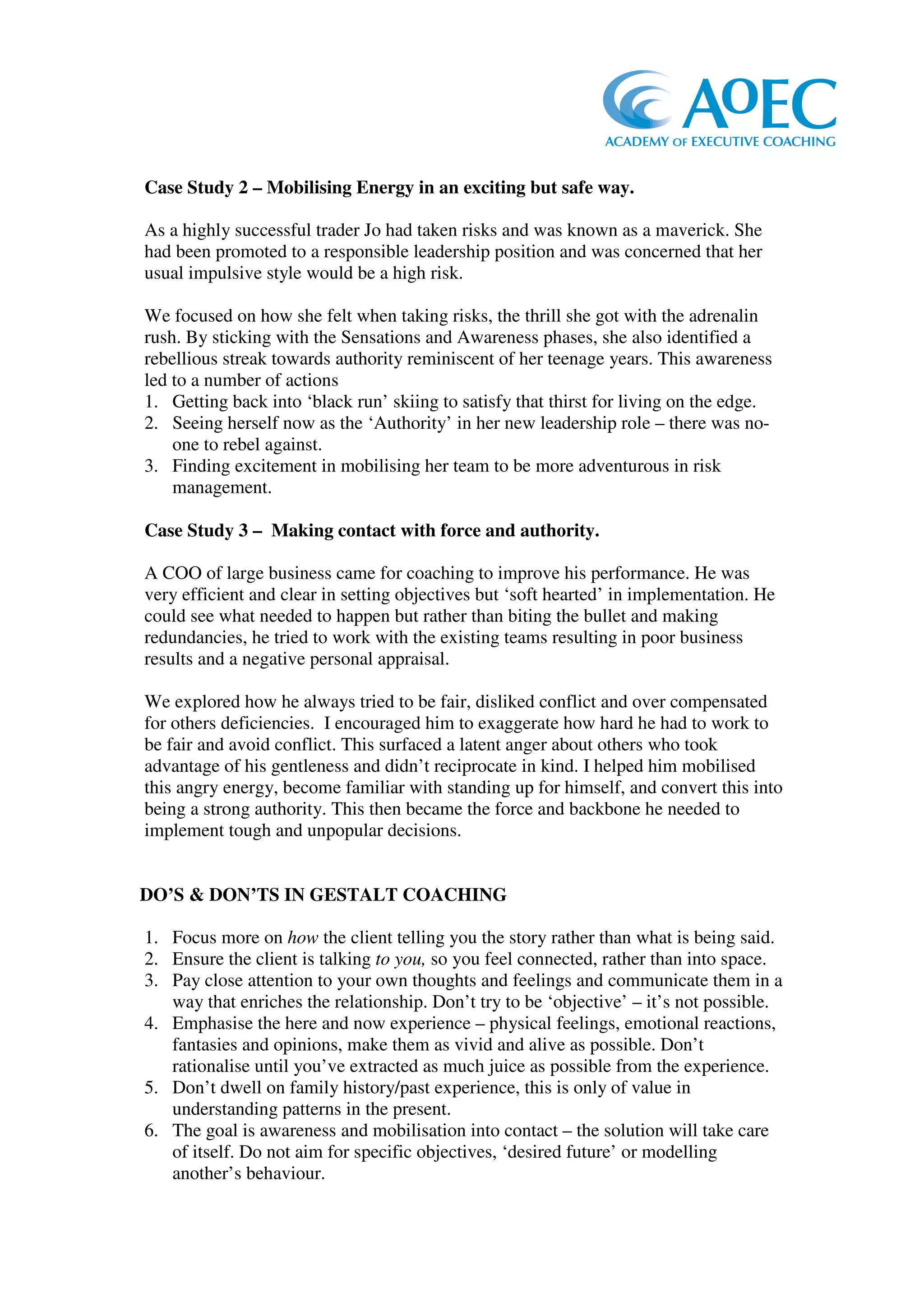 Gestalt coaching article | PDF