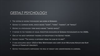 Gestalt psychology, principles and laws. Insight learning | PDF