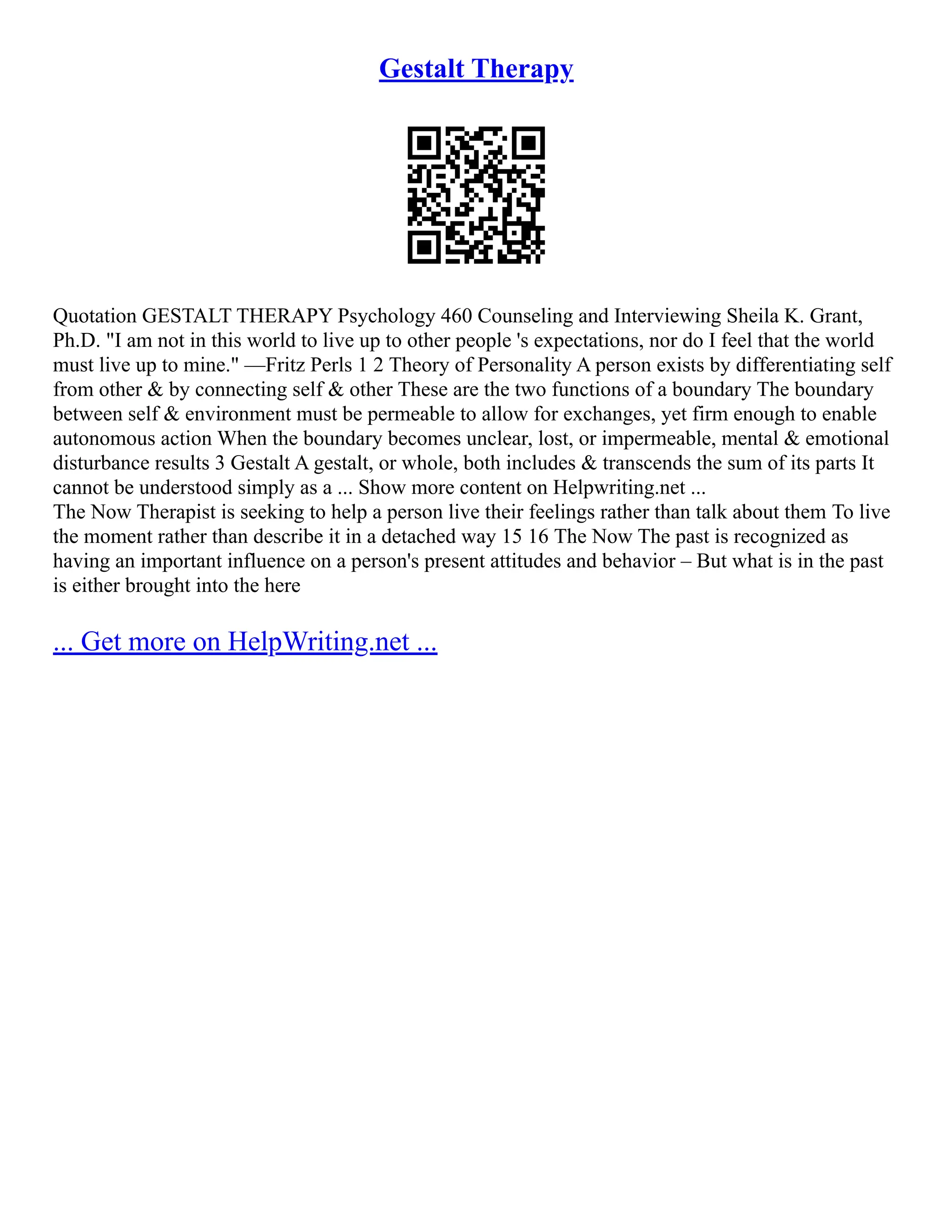 Gestalt Therapy | PDF