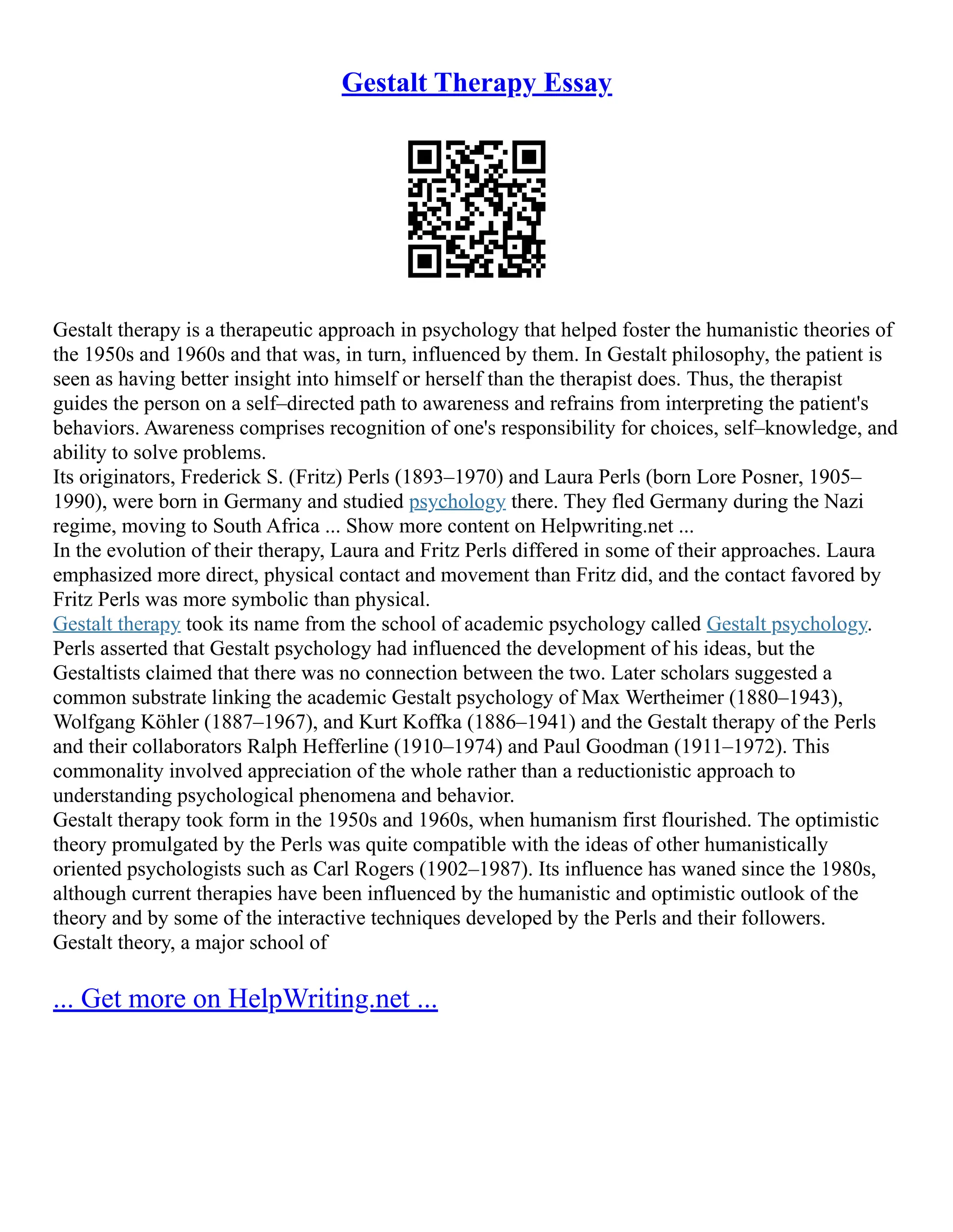 Gestalt Therapy | PDF