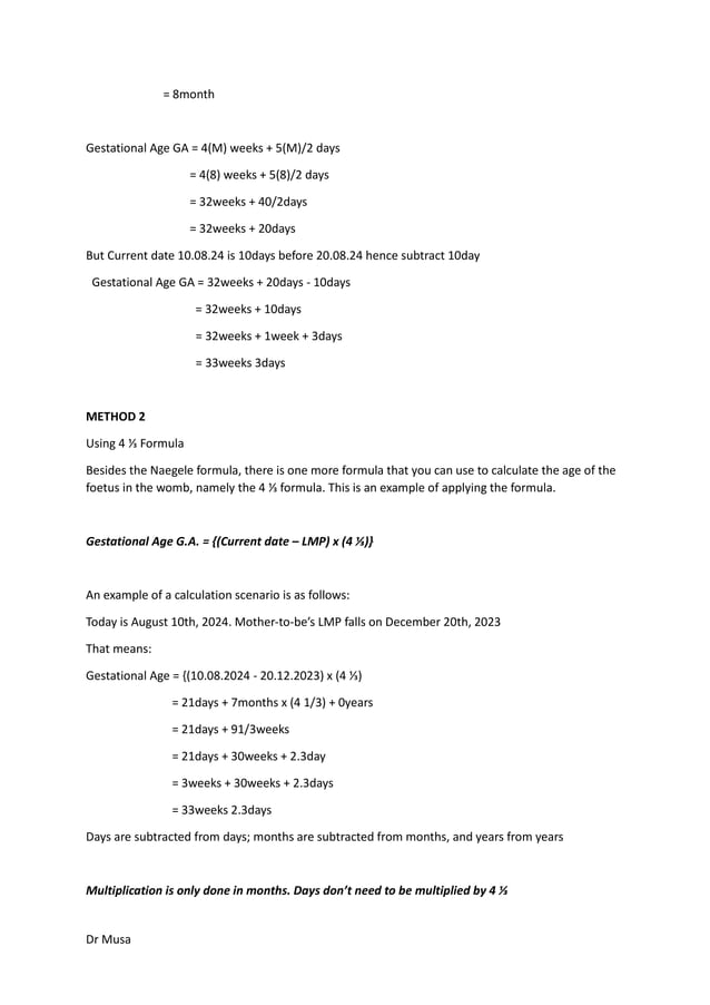 Gestational Age calculation formula method.pdf | Pregnancy ...