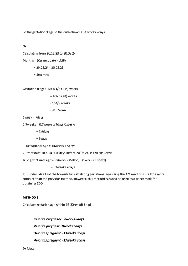 Gestational Age calculation formula method.pdf | Pregnancy ...