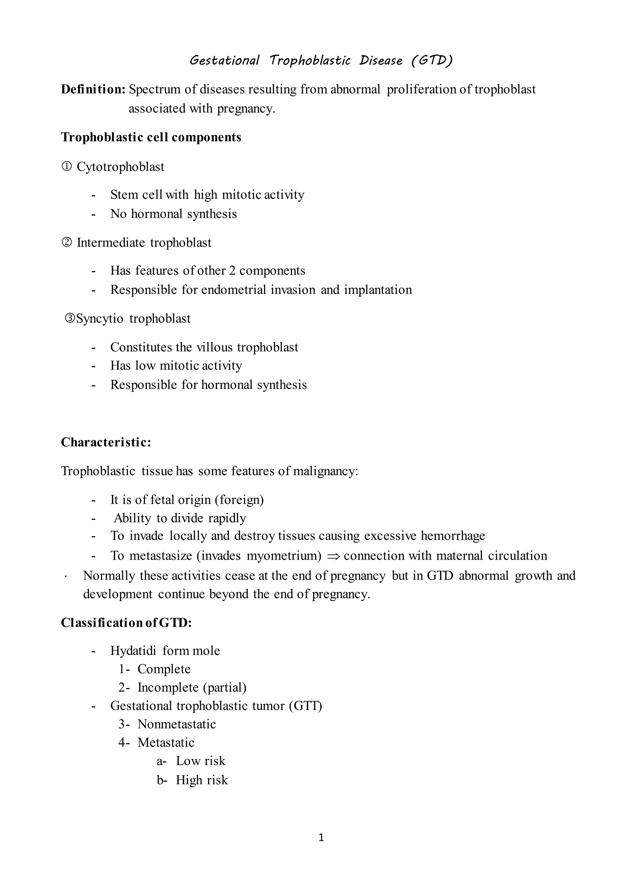 Gestational trophoblastic disease | DOCX