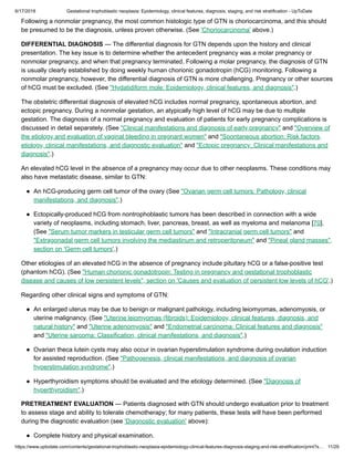 Gestational trophoblastic neoplasia epidemiology, clinical features ...