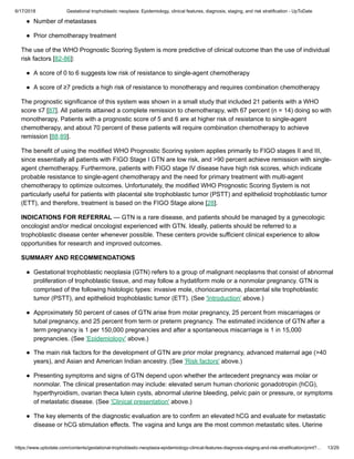 Gestational trophoblastic neoplasia epidemiology, clinical features ...