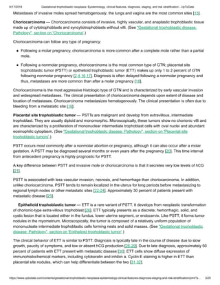 Gestational trophoblastic neoplasia epidemiology, clinical features ...