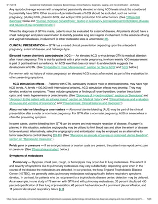 Gestational trophoblastic neoplasia epidemiology, clinical features ...