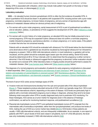 Gestational trophoblastic neoplasia epidemiology, clinical features ...