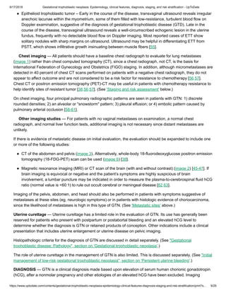 Gestational trophoblastic neoplasia epidemiology, clinical features ...