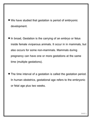 Gestation period in organisms-Class 12th project | PDF
