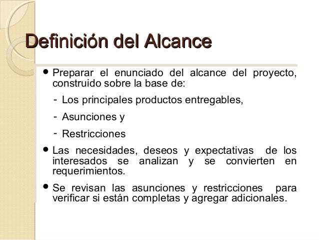 Gestión de proyectos alcance