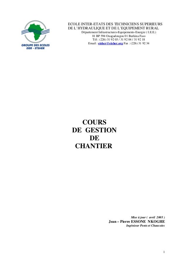 organisation et gestion de chantier batiment