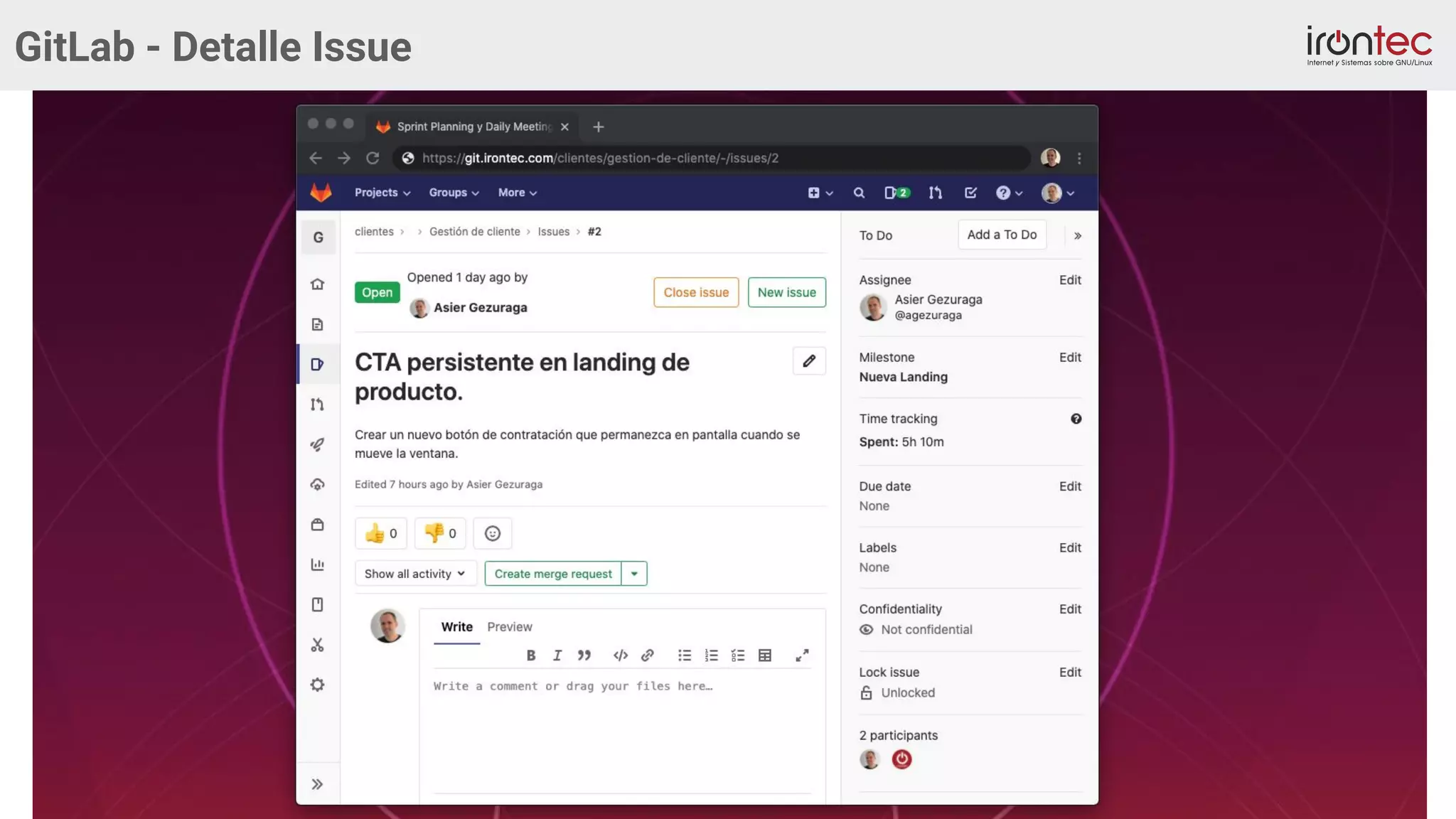 Gestion de proyectos con GitLab en tiempos de teletrabajo | PPT