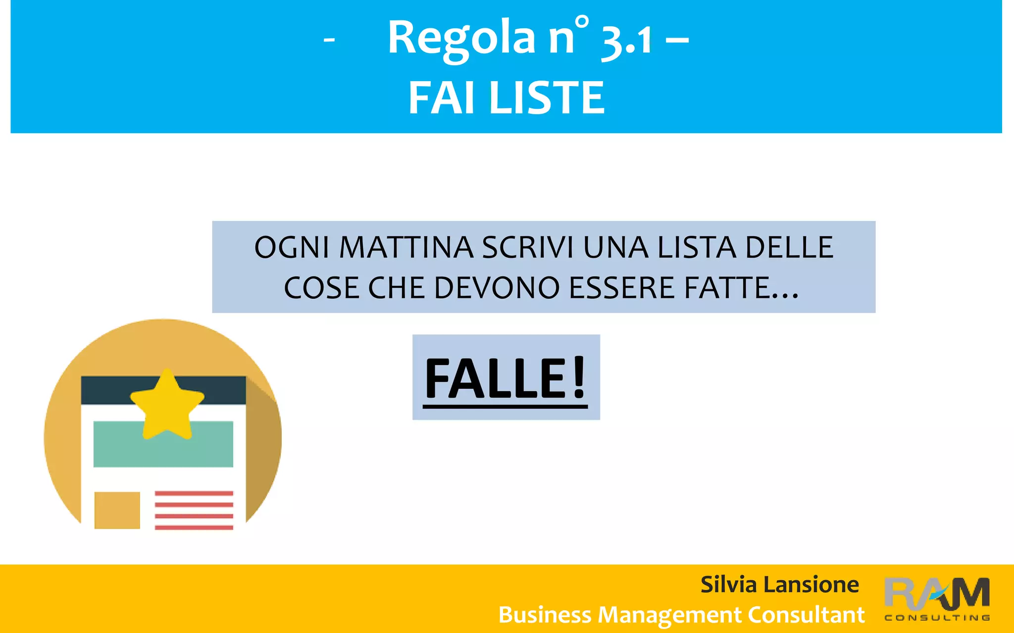 3 regole per la gestione del tempo | PPT