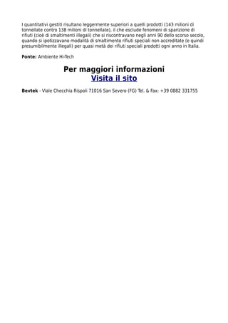 Gestione e smaltimento rifiuti speciali in Italia | Bevtek