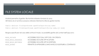 Gestione file su android | PPTX | Operating Systems | Computer Software and Applications