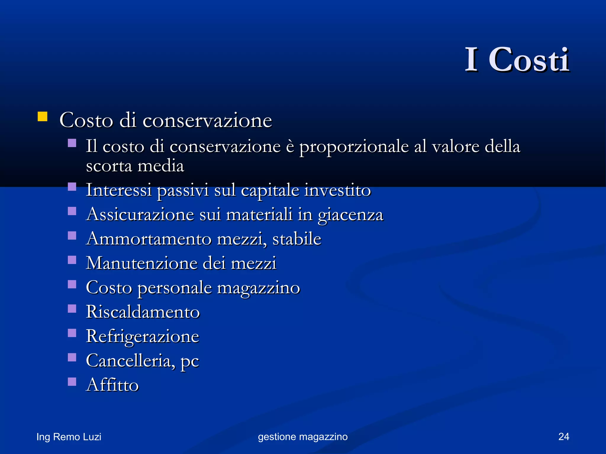 Gestione magazzino. Parte I | PPT