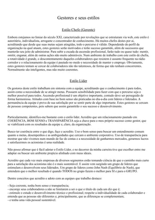 Gestores e seus estilos gerente x líder | DOC