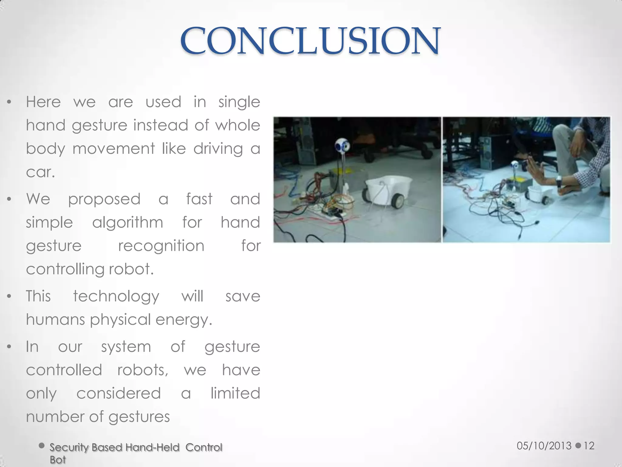 Gesture control bot | PPTX | Robotics | Technology & Computing