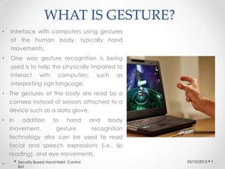 Gesture control bot | PPTX | Robotics | Technology & Computing