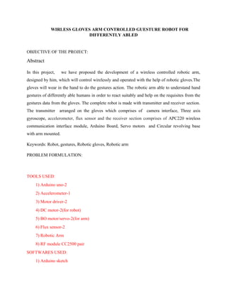 Gesture controlled robot with arm for phyically handicapped peoples | PDF