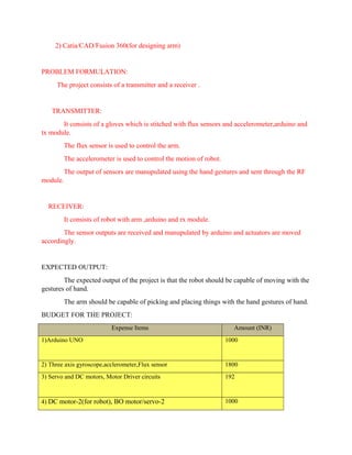 Gesture controlled robot with arm for phyically handicapped peoples | PDF