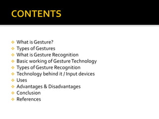 Gesture recognition technology ppt | PPTX