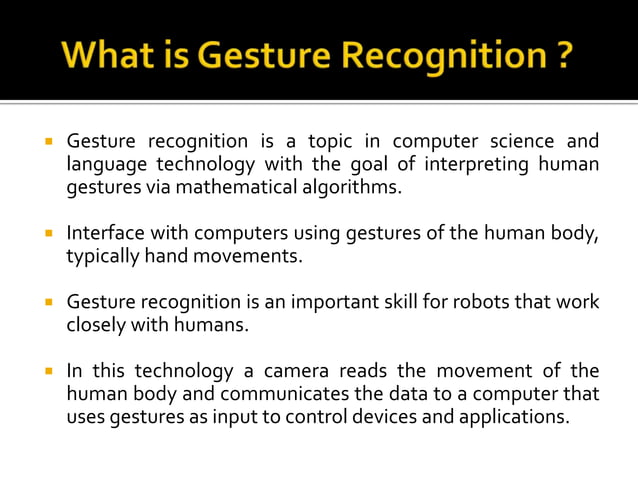 Gesture recognition technology ppt | PPTX | Operating Systems ...