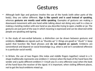 Gestures and sign language for language studies | PPT