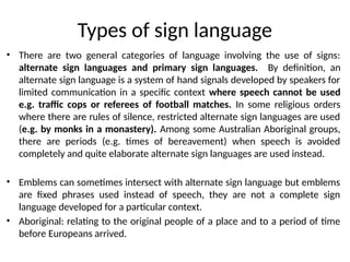 Gestures and sign language for language studies | PPTX