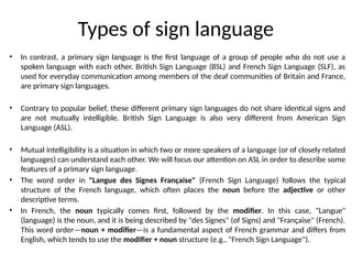Gestures and sign language for language studies | PPT
