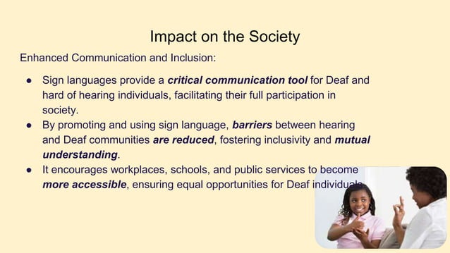Gestures to Speech- A presentation that talks about sign languages and ...