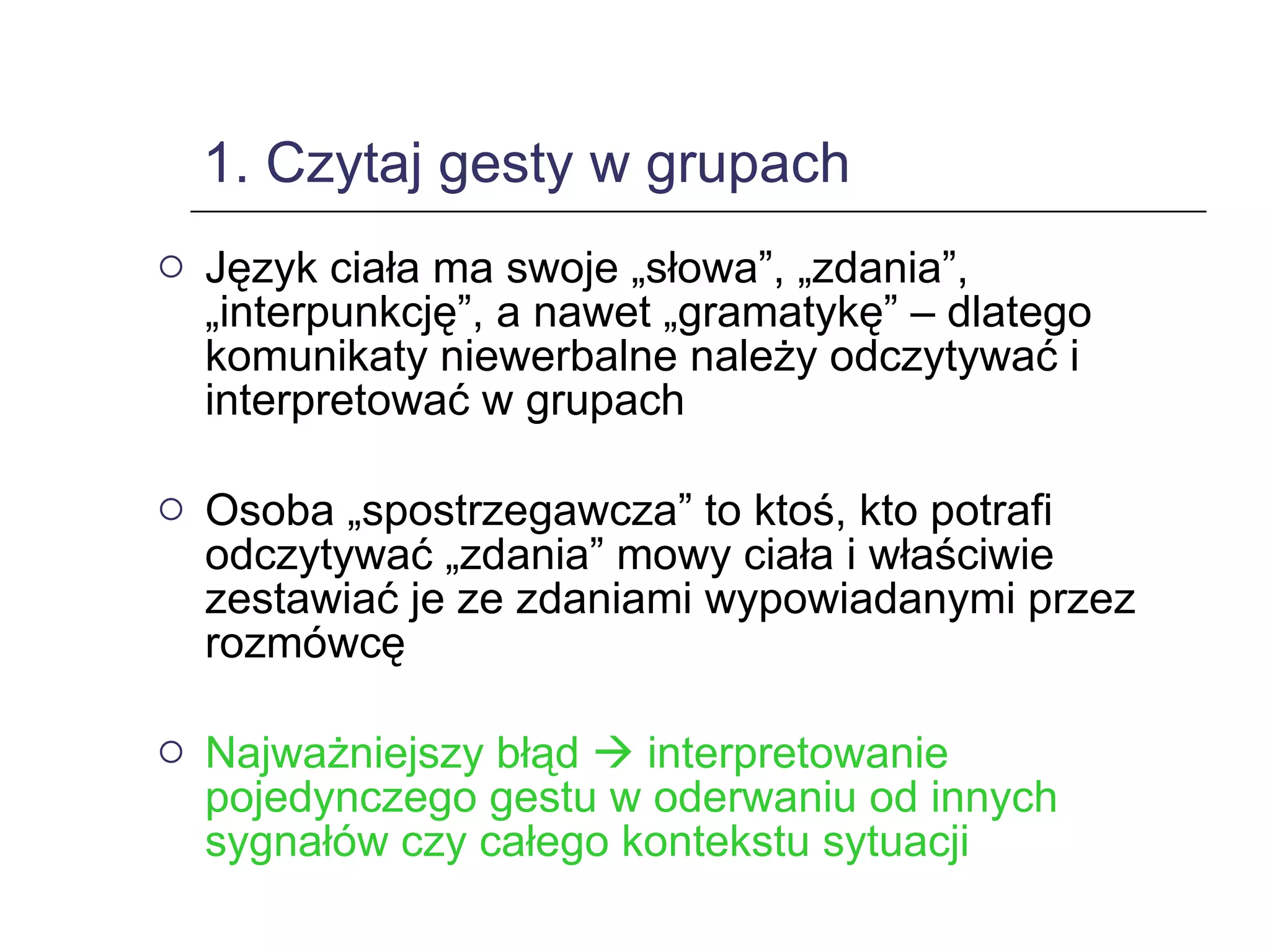 Gesty obok słów - mowa ciała dla bibliotekarzy | PPT