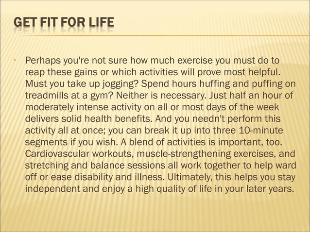 Get Fit For Life | PPT | Fitness and Exercise | Healthy Living